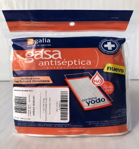 Gasa Antiseptica esterilizada 10cmX10cm Tipo IV 8 capas 24X20 Bolsa 10 pzas